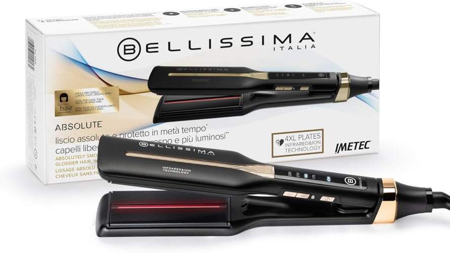 Plancha Pelo Bellissima Absolute Infrarrojos Cerámico, Negro